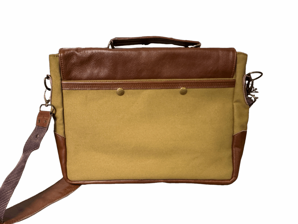 Leather and Canvas Laptop Bag - Opposite Lock